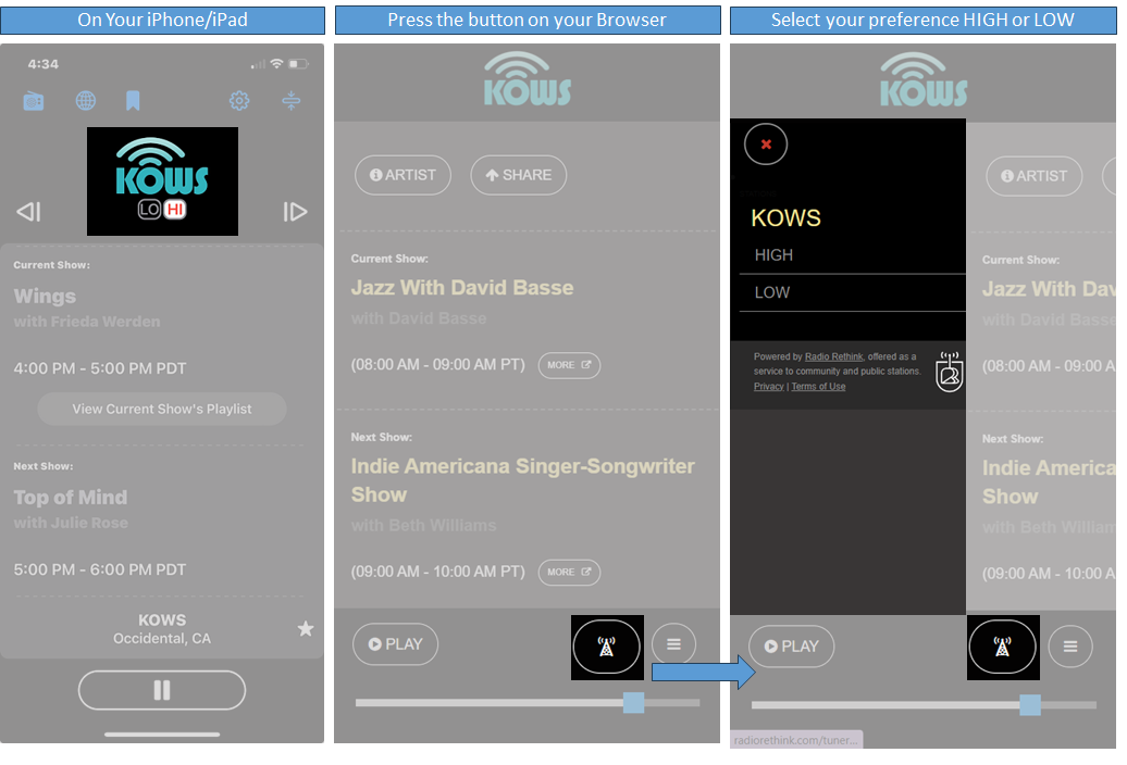 Streaming Bandwidth Options